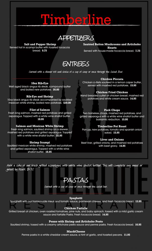 Menus – Timberline